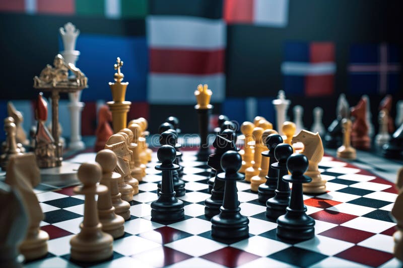 Political Board Intellectual Game Chess with Country Flags. Hobbies and ...