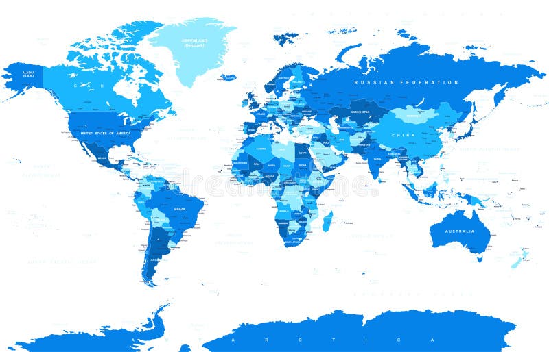 Political Colored World Map Vector Stock Illustration - Illustration of ...
