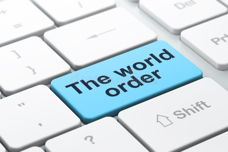 Political Concept: the World Order on Computer Keyboard Background ...