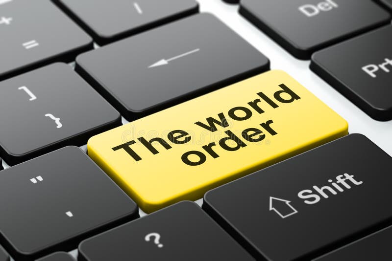 Political Concept: the World Order on Computer Keyboard Background ...