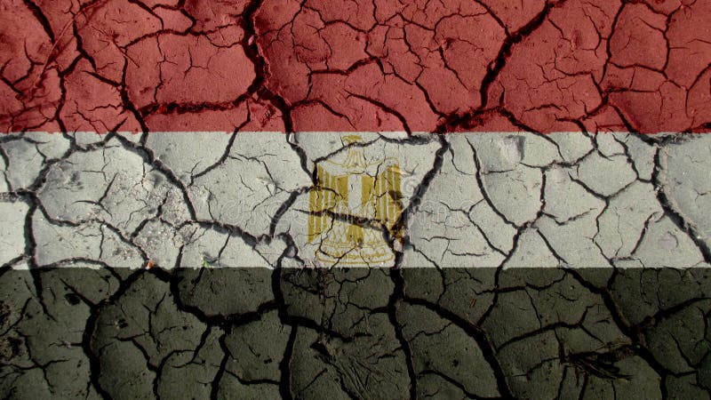 Political Crisis or Environmental Concept Mud Cracks with Egypt Flag ...