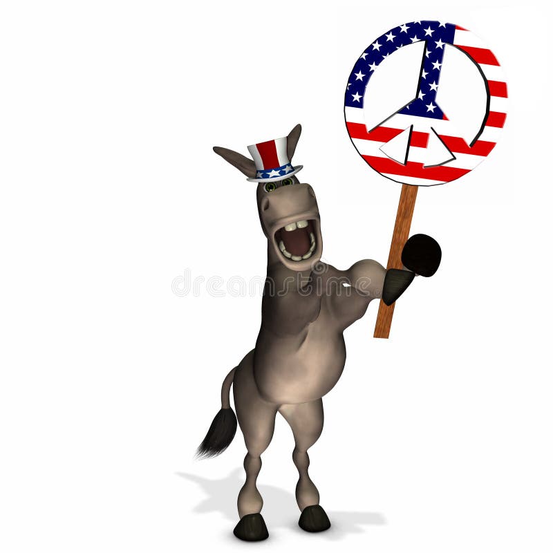 Political Donkey with Peace Sign Editorial Stock Image - Illustration ...