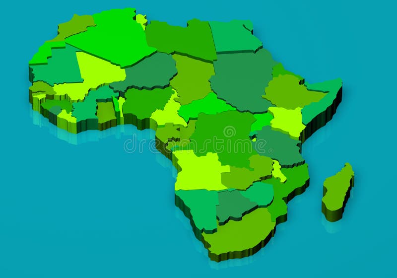 Political map of Africa 3D stock illustration. Illustration of division ...