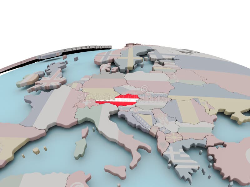 Political Map of Austria on Globe with Flag Stock Illustration ...