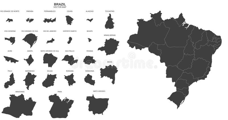Political Map of Brazil Isolated on Transparent Background Stock Vector ...