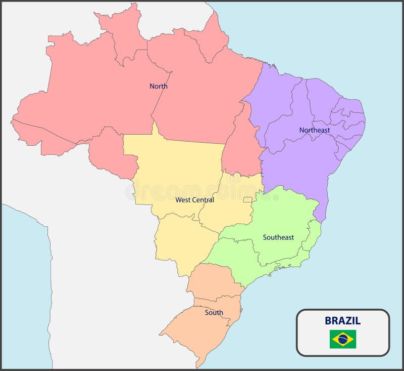 Map Of Brazil With North West Region Stock Illustration - Illustration ...