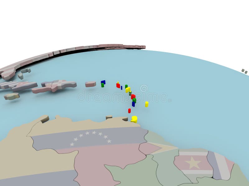Political Map of Caribbean on Globe with Flag Stock Illustration ...