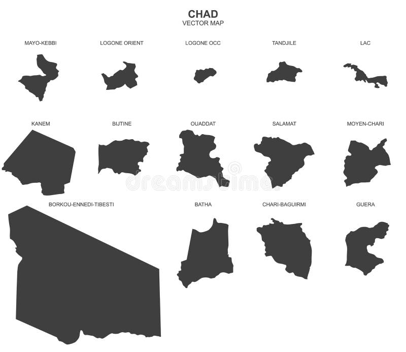 Political Map of Chad Isolated on White Background Stock Vector ...