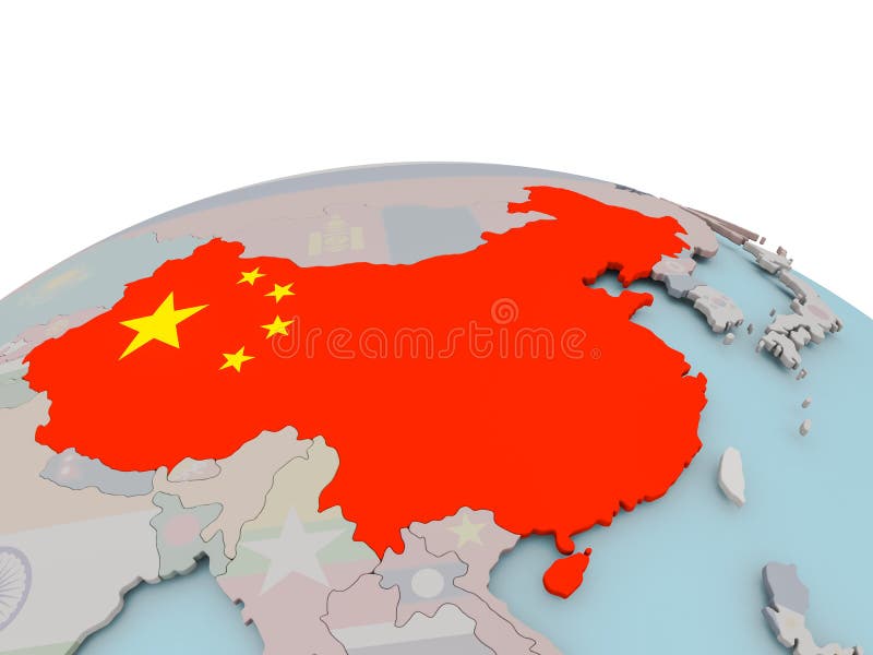 Political Map of China on Globe with Flag Stock Illustration ...