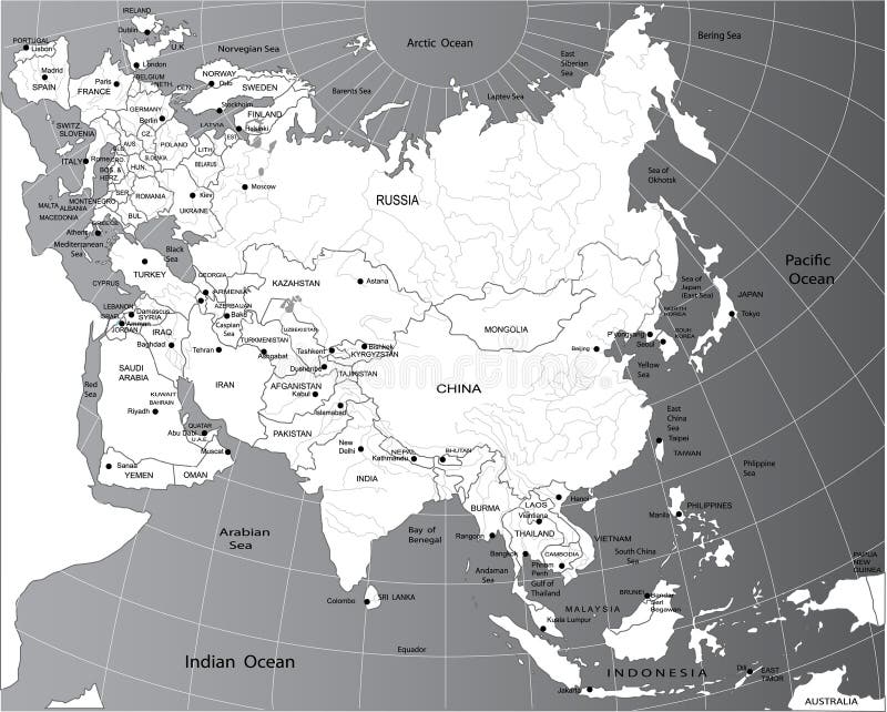 Political map of Eurasia stock vector. Illustration of globe - 8733984