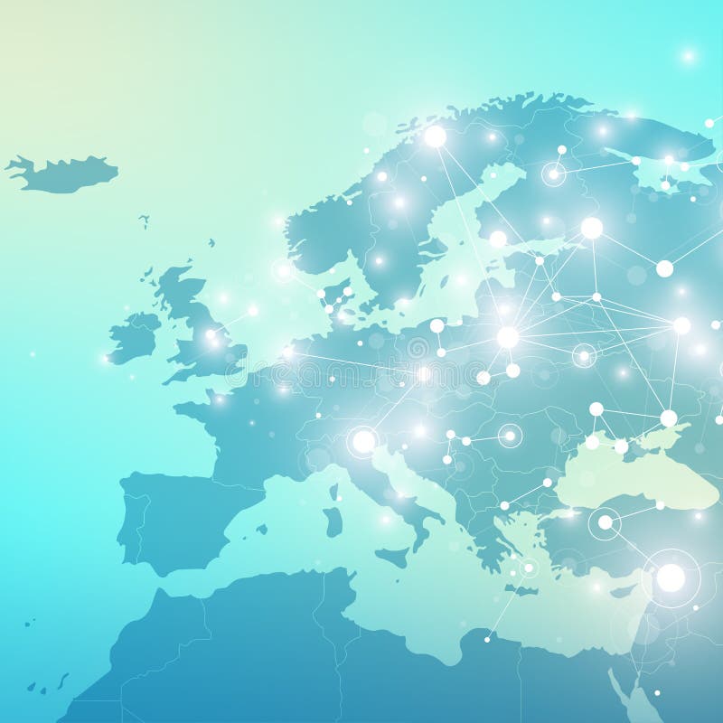 Political Map of Europe. Abstract Blurred Background, Illustration ...