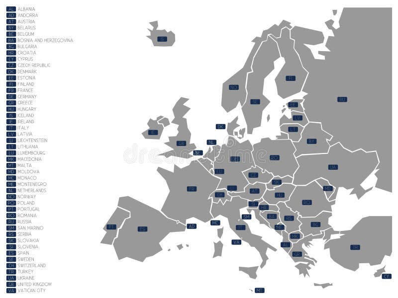 Political Map Europe States Codes Stock Illustrations – 1 Political Map ...