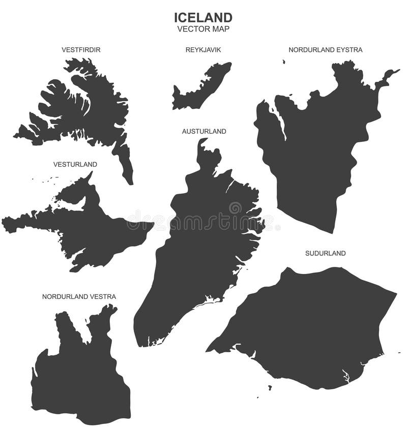 Political Map of Iceland Isolated on White Background Stock Vector ...