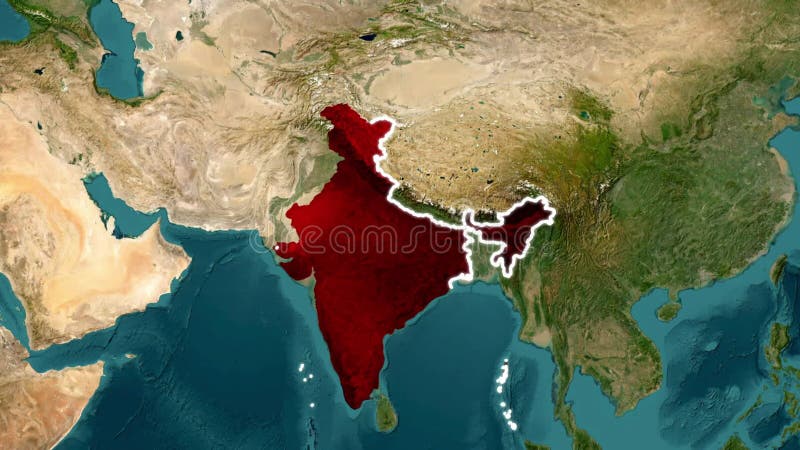 Political Map of India with White Glowing Border in 3D Animation, 3D ...
