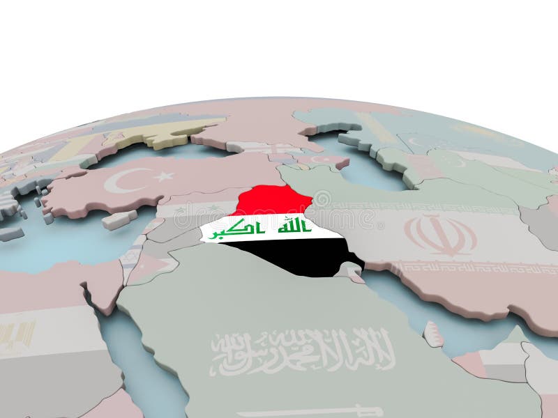Political Map of Iraq on Globe with Flag Stock Illustration ...