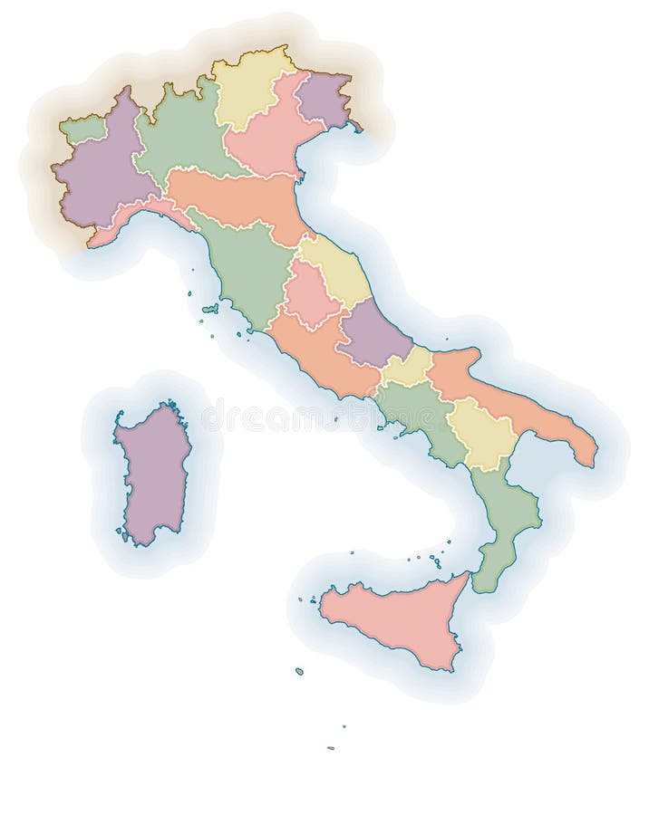 Vector Map of Italy with Regionals Borders Stock Vector - Illustration ...