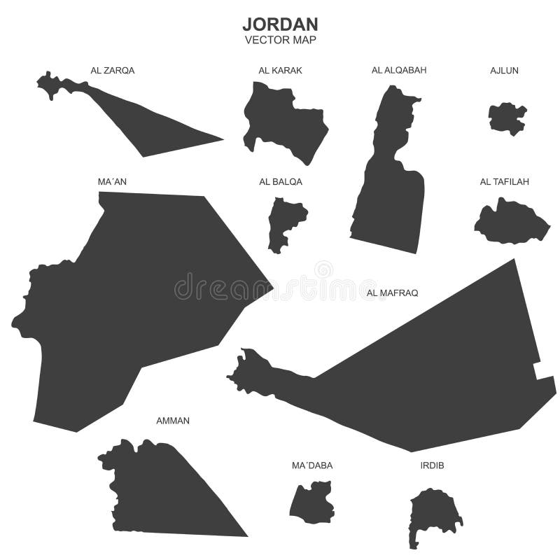 Political Map of Jordan Isolated on White Background Stock Vector ...