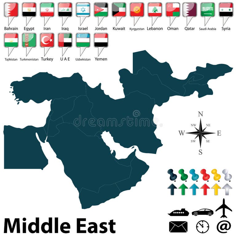 Middle East Map Flags Stock Illustrations – 1,109 Middle East Map Flags ...