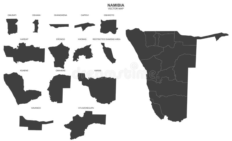 Political Map of Namibia Isolated on Transparent Background Stock ...