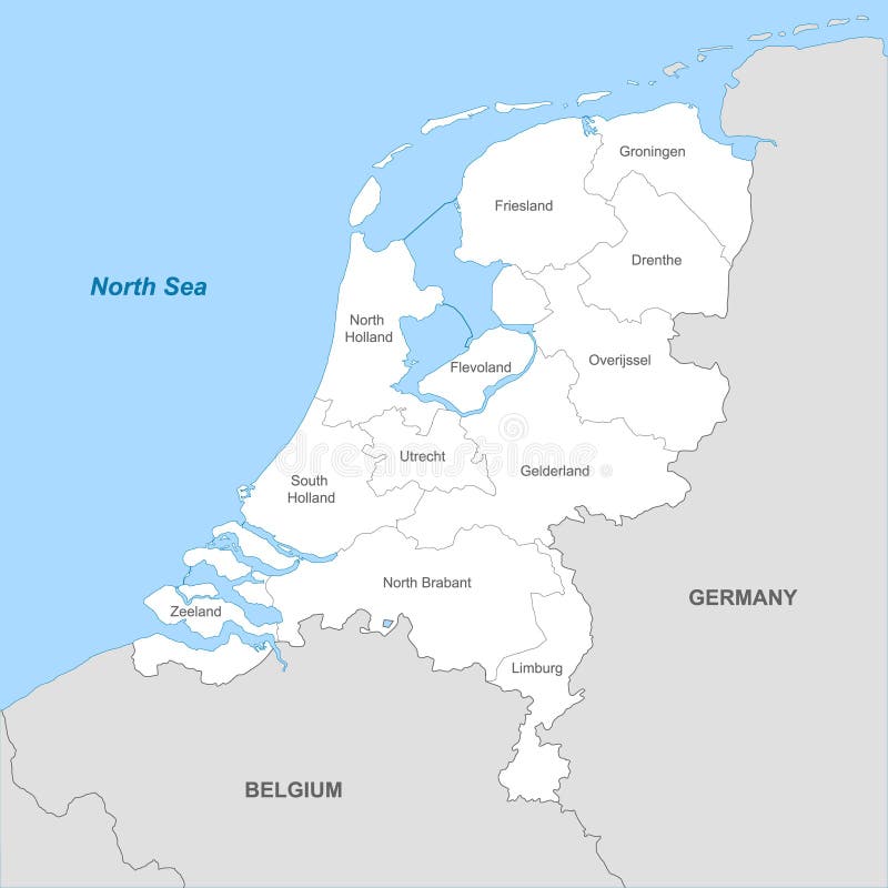 Political Map of Netherlands with Borders with Borders of Regions Stock ...