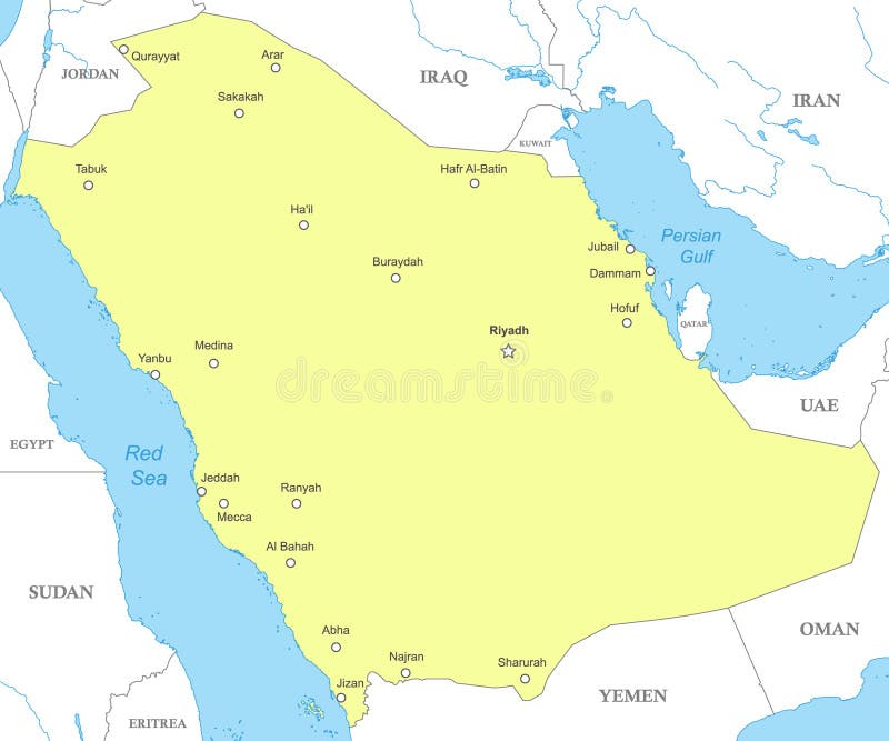 Saudi Arabia Qatar Map Stock Illustrations – 896 Saudi Arabia Qatar Map ...