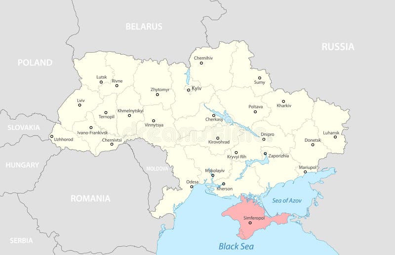 Political Map of Ukraine with Borders of the Regions. Template for Your ...