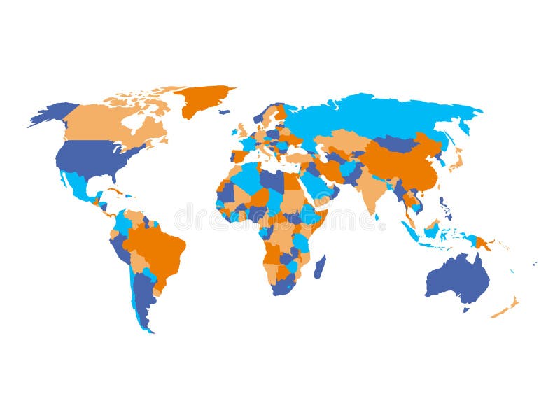 Political Map of World in Four Colors Isolated on White Background ...