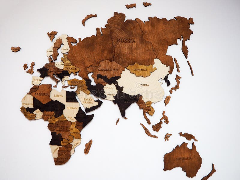 Political Map of the World Made of Wooden Colored Puzzle on a Light ...