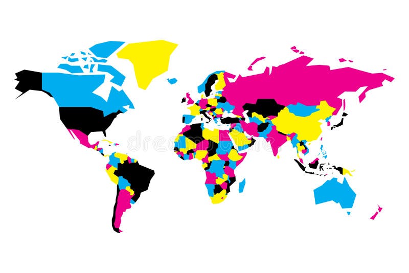 Political Map of World. Simplified Vector Map in CMYK Colors Stock ...