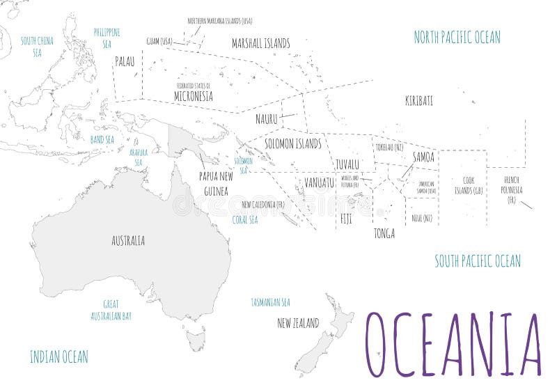 Political Oceania Map Vector Illustration with Different Colors for ...