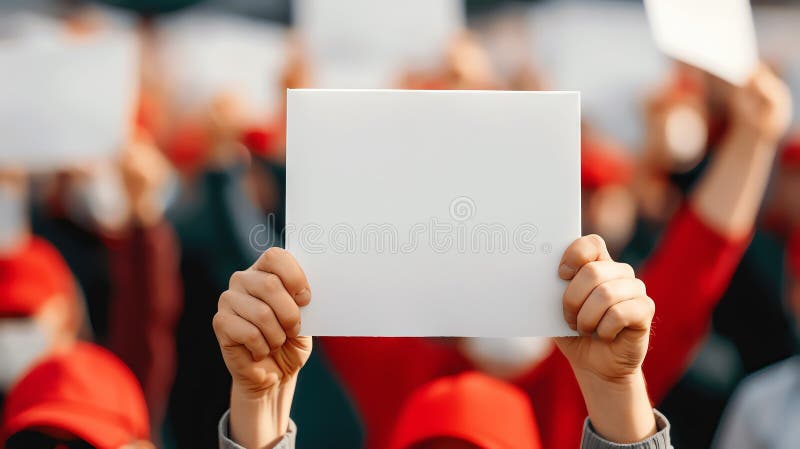 A Political Rally with Supporters Holding Signs and Banners Stock ...