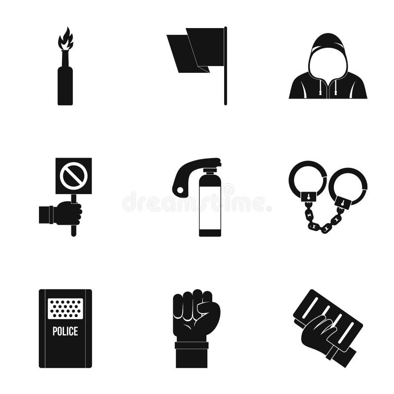 Political Revolt Icon Set, Simple Style Stock Vector - Illustration of ...