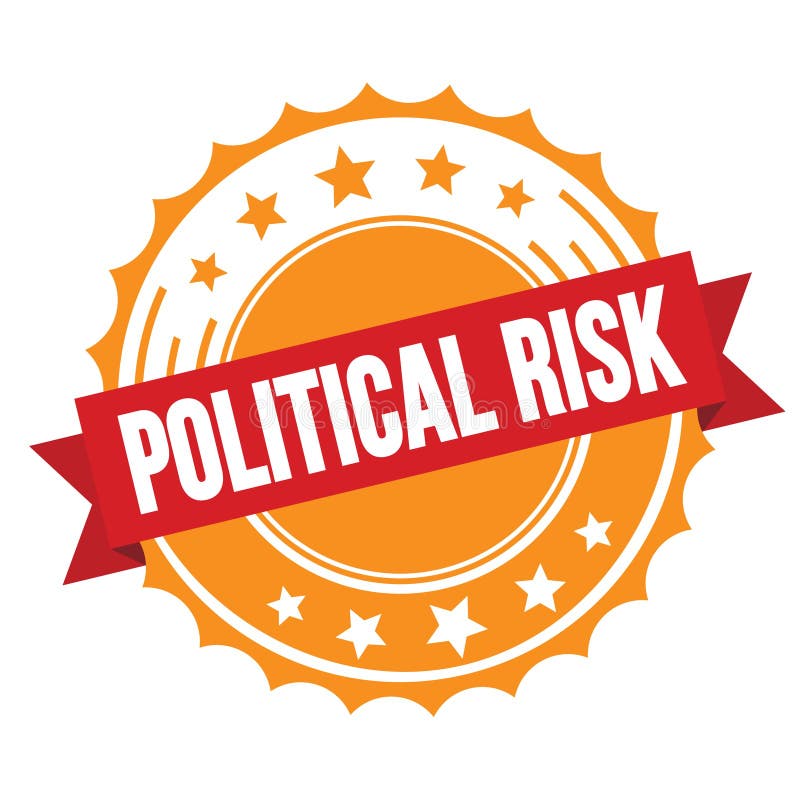 POLITICAL RISK Text on Red Orange Ribbon Stamp Stock Illustration ...