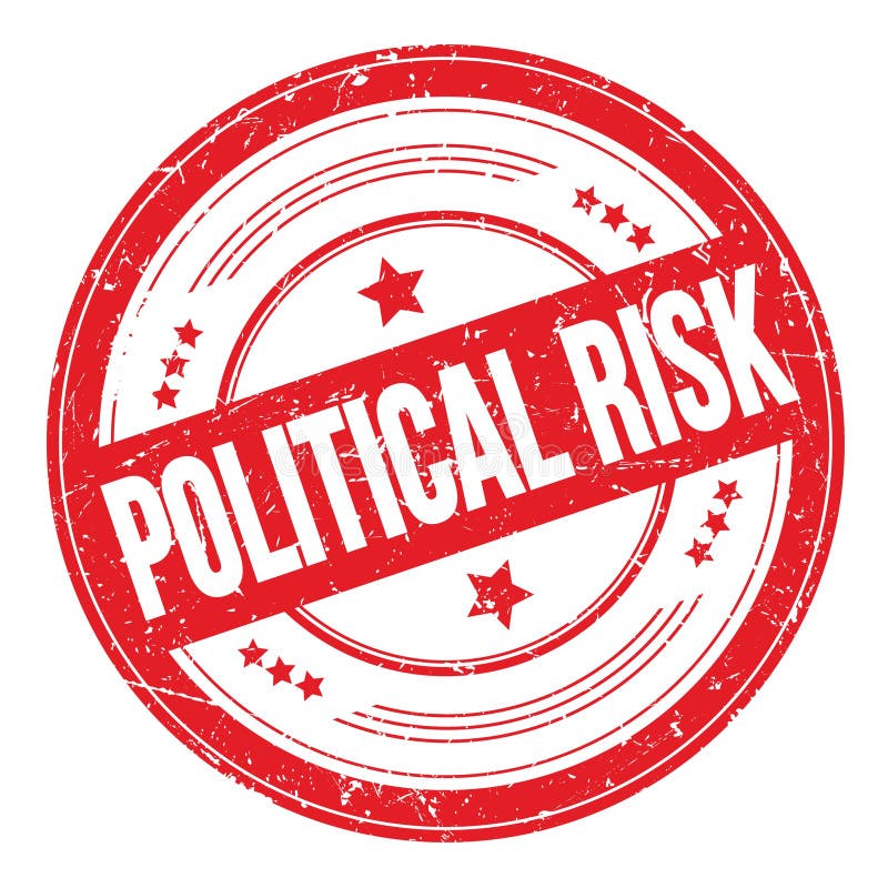 POLITICAL RISK Text on Red Round Grungy Stamp Stock Illustration ...