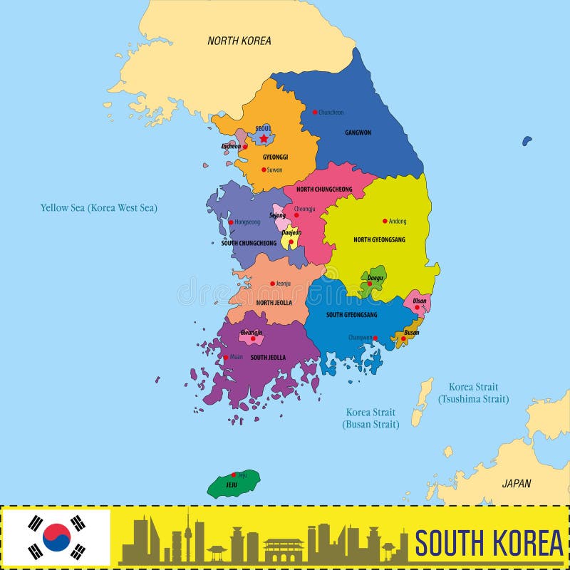 Vector map of South Korea stock vector. Illustration of political ...