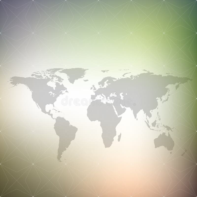 Political World Map with Global Technology Networking Concept. Digital ...