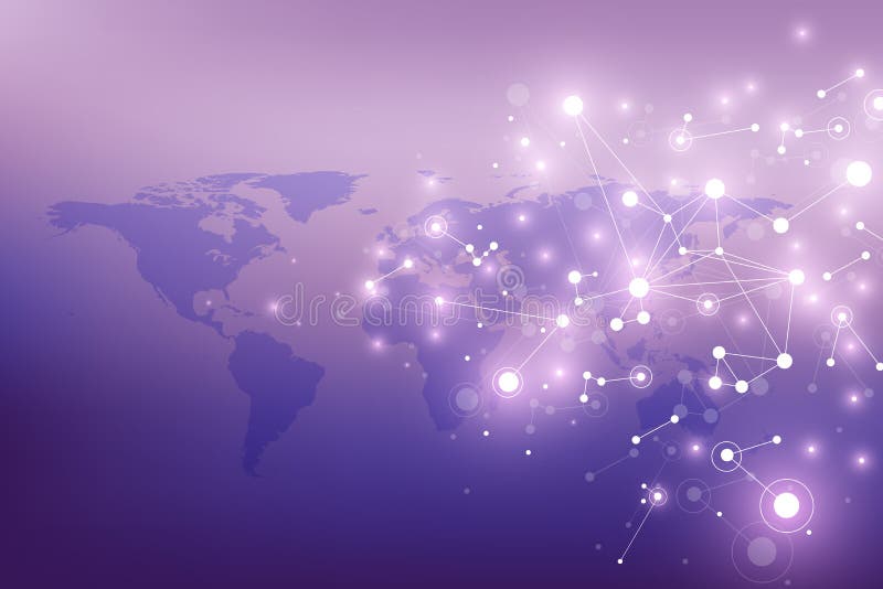 Political World Map with Global Technology Networking Concept. Digital ...