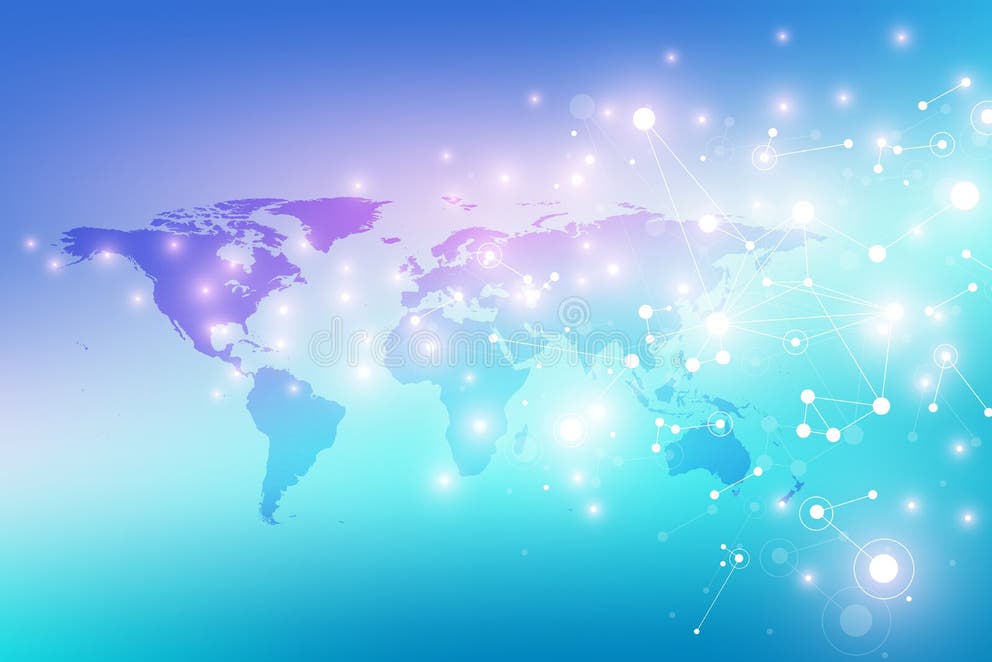 Political World Map with Global Technology Networking Concept. Digital ...