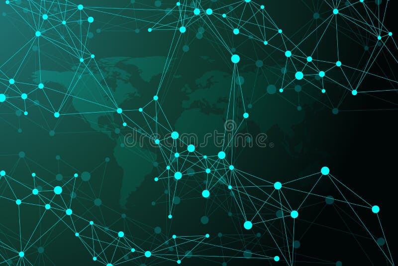 Political World Map with Global Technology Networking Concept. Digital ...