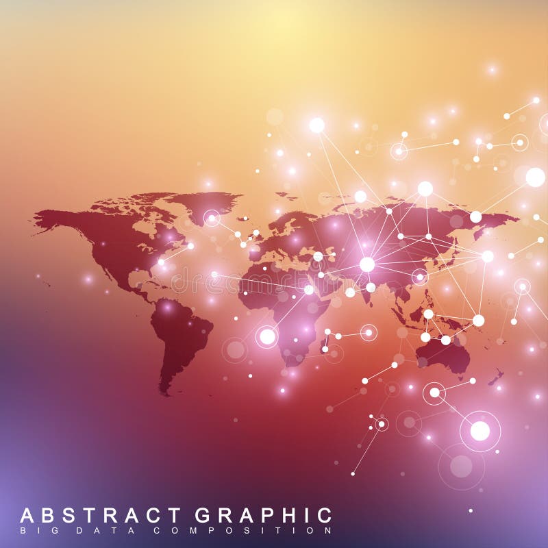 Political World Map with Global Technology Networking Concept. Digital ...