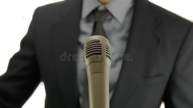 Political Campaign. Press Conference. Microphone. Speaker. Speech ...