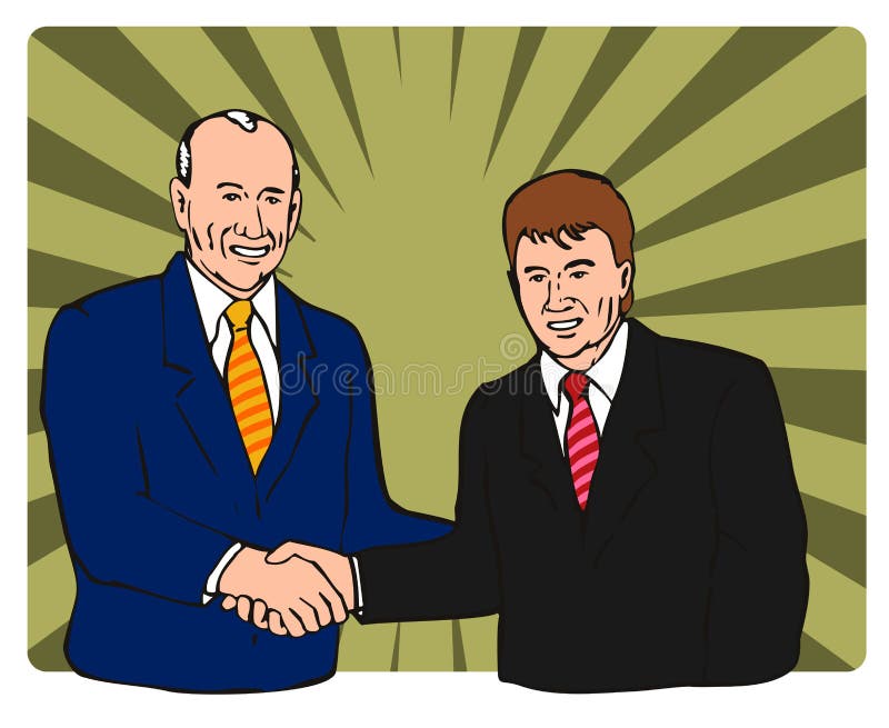 Politicians shaking hands stock illustration. Illustration of salesman ...