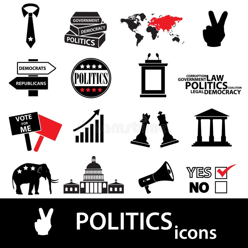 Retro Political Election Campaign Icons Set Editorial Photo ...