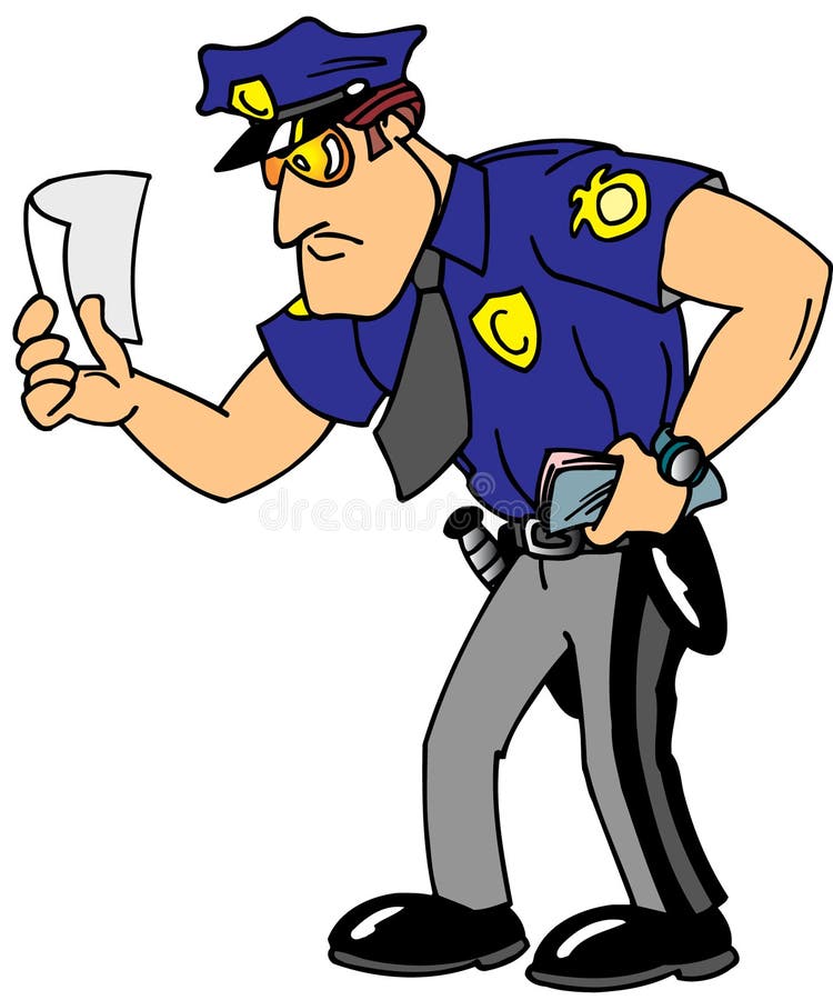 Politieagent Die Kaartje Geeft Vector Illustratie - Illustration of ...