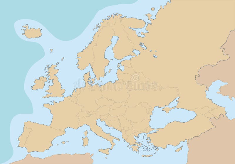 Polityczna Pusta Mapa Europa Ilustracja Wektor - Ilustracja złożonej z ...