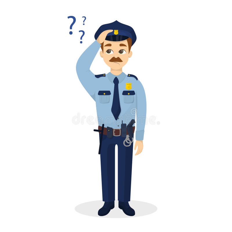 Polizist mit Fragen vektor abbildung. Illustration von aufwerfung ...