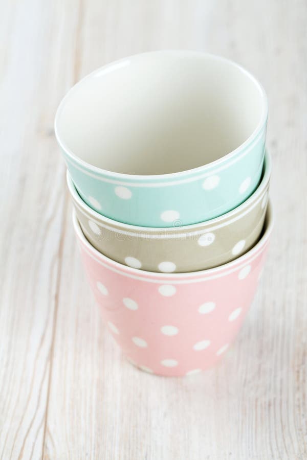Polka dot cups stock photo. Image of form, still, pastel - 85514234