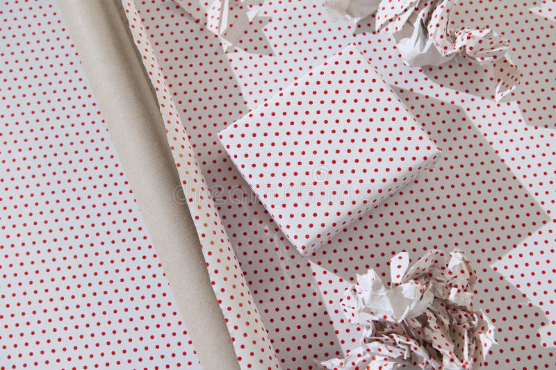 Polka Dot Gift Wrapping Scene Stock Image - Image of occasion, artistic ...