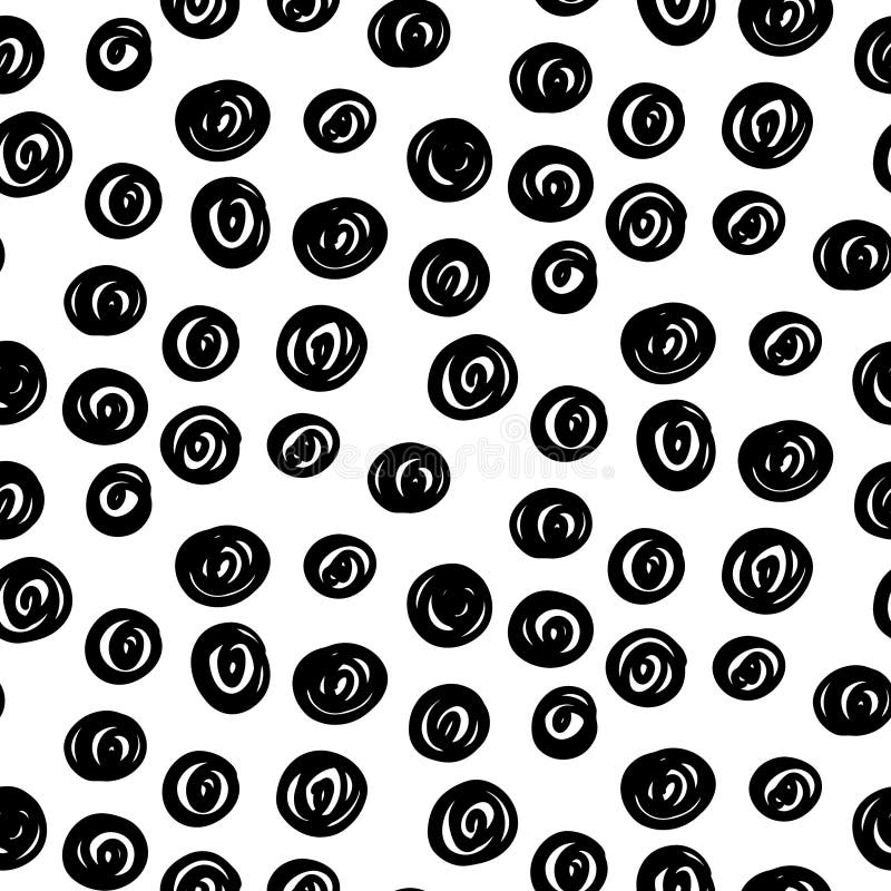 Polka Dot Hand Drawn Seamless Pattern Black White Contrast Stock Vector ...