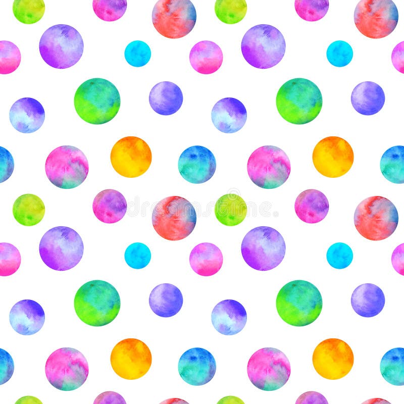 Polka Dot Multi Colored Watercolor Seamless Pattern Abstract